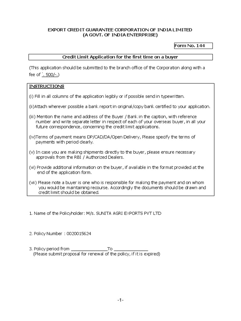 Form 144 CLA-DALALCHI S.A.R.L | PDF | Credit | Finance & Money Management