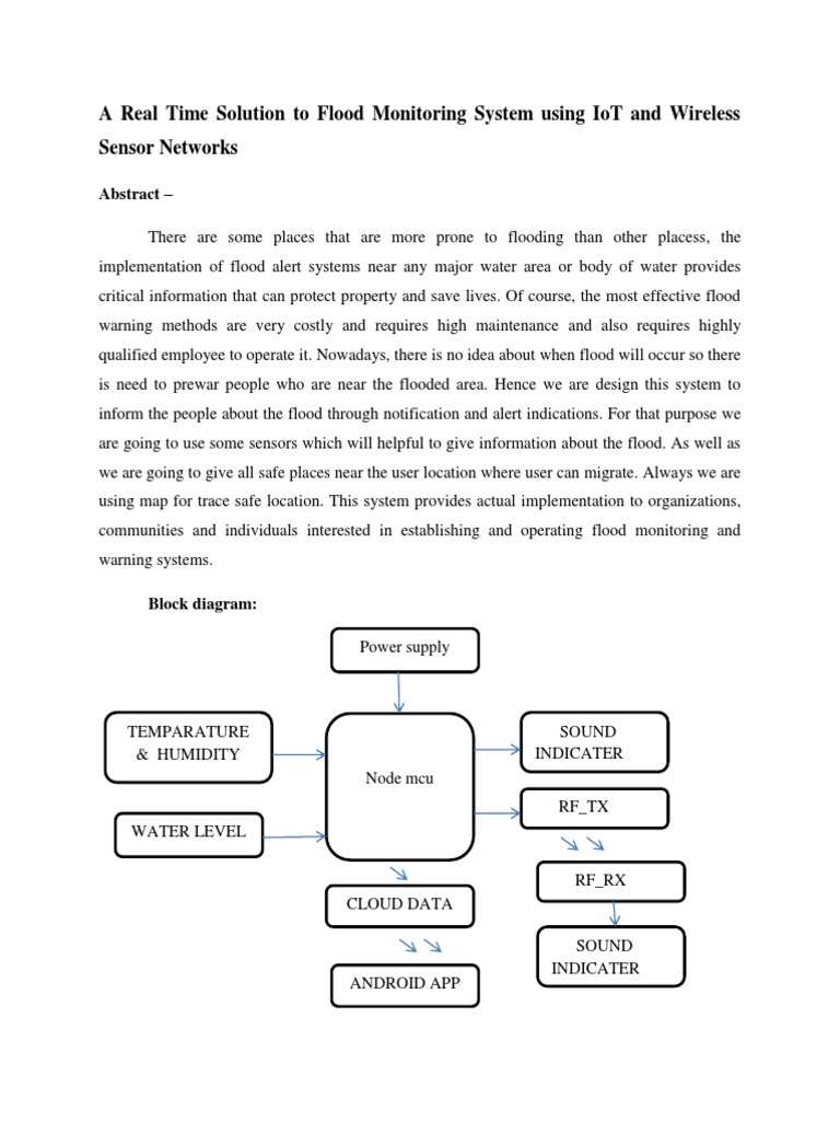 A Real Time Solution To Flood Monitoring System Using IoT and Wireless ...