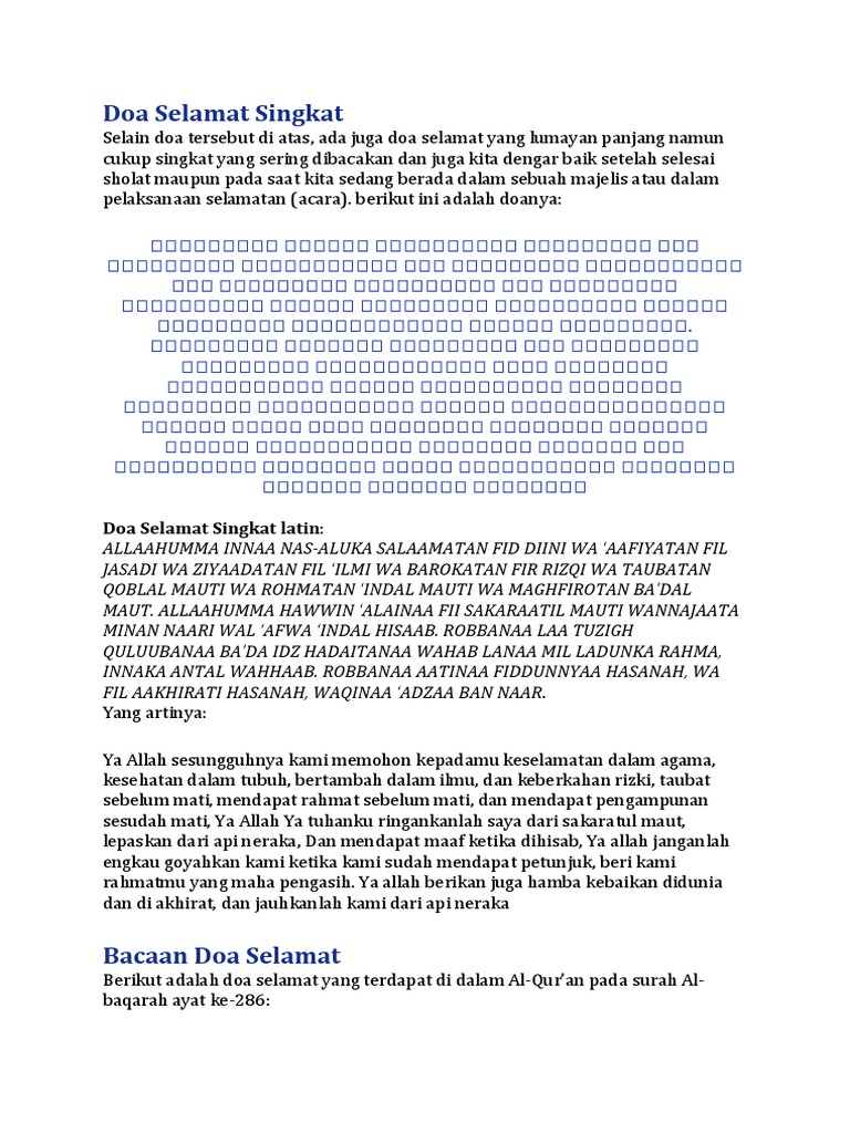 Doa Selamet | PDF