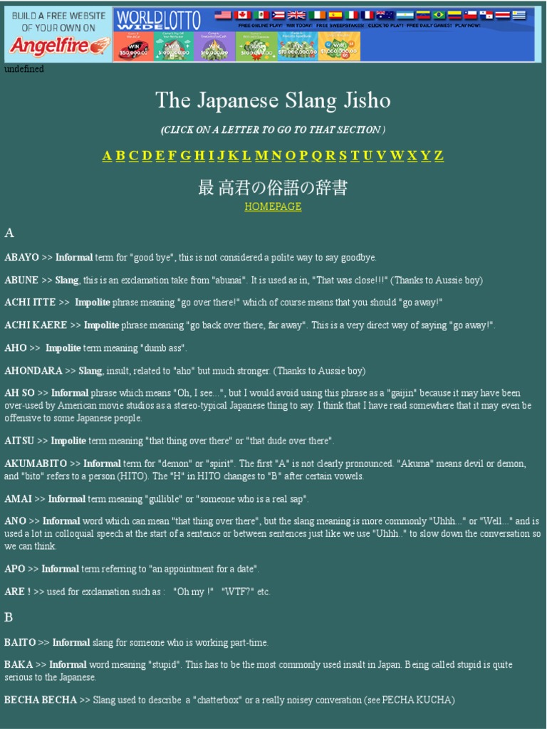 The Japanese Slang Jisho | PDF | Lexical Semantics | Language Mechanics