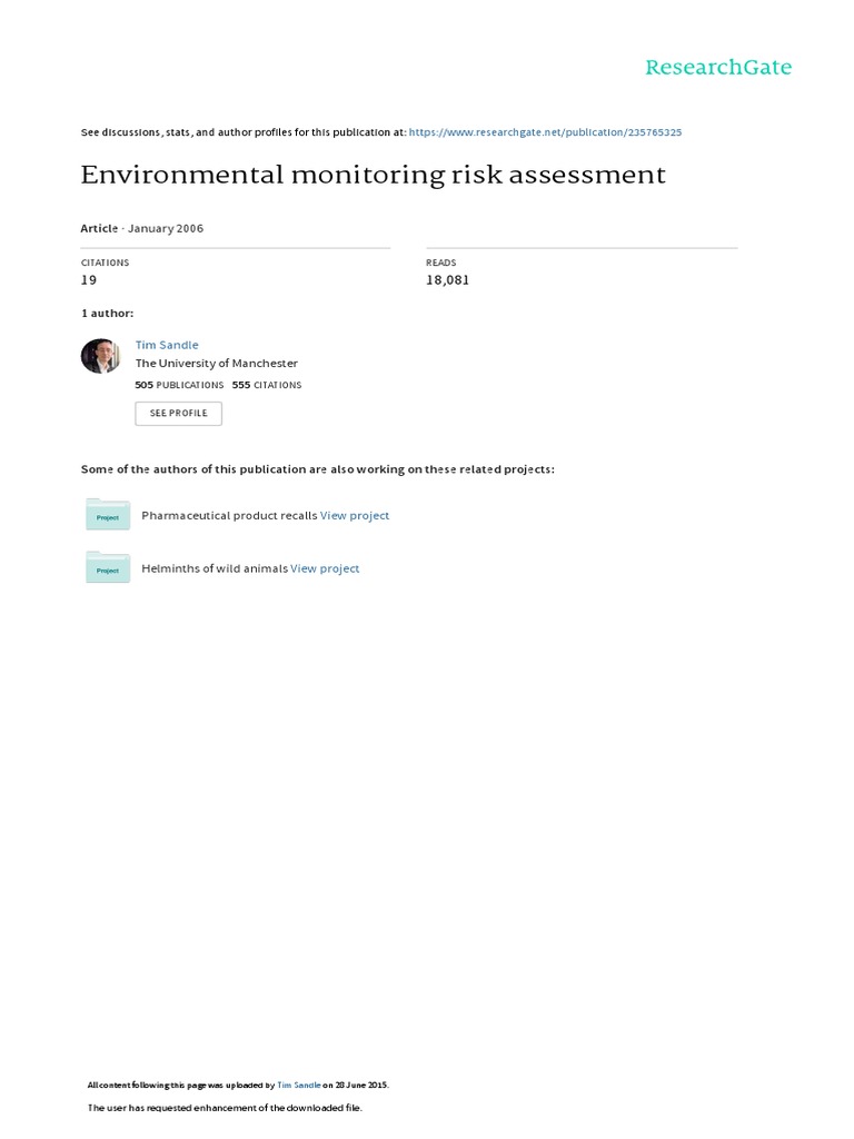 Environmental Monitoring Risk Assessment | PDF | Environmental ...