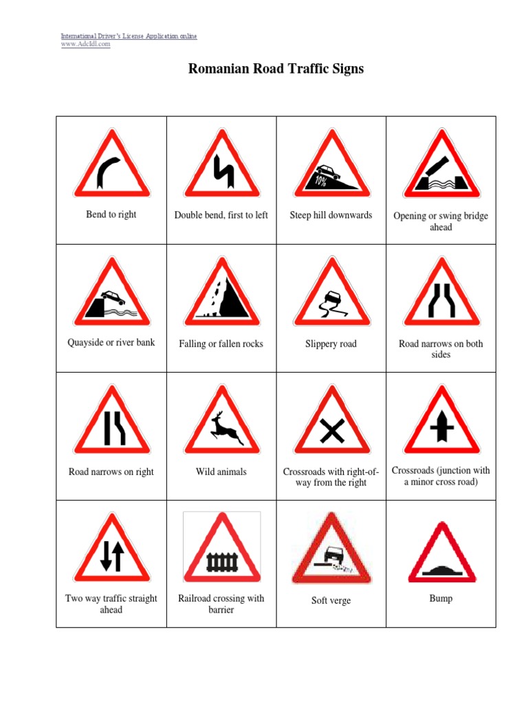 Romanian Road Traffic Signs 1 PDF | PDF | Traffic | Intersection (Road)