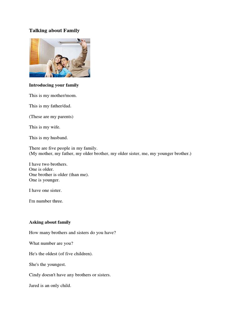 Family Introduction and Questions | PDF | Lifestyle