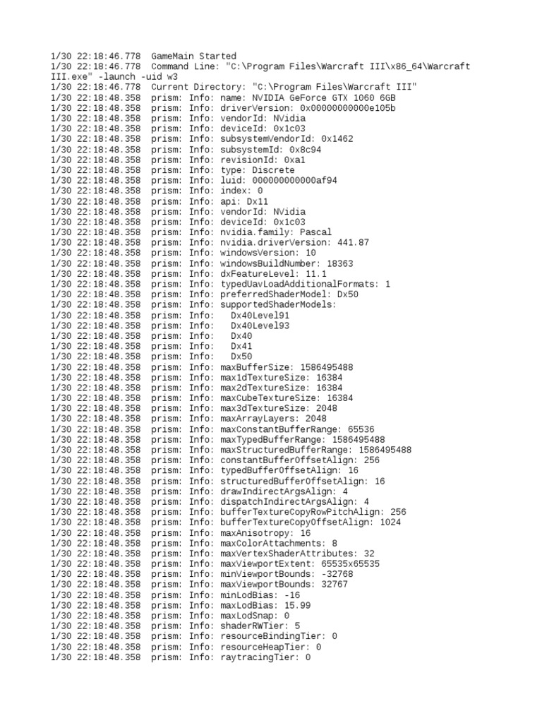 Log File Documenting the Initialization and Configuration of a Computer Display and Graphics ...