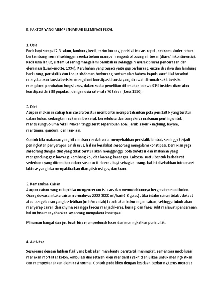 Faktor Yg Mempengaruhi Defekasi Feses | PDF