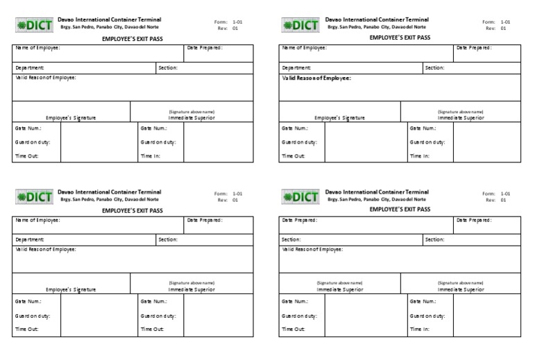 Employee Exit Pass Template | PDF