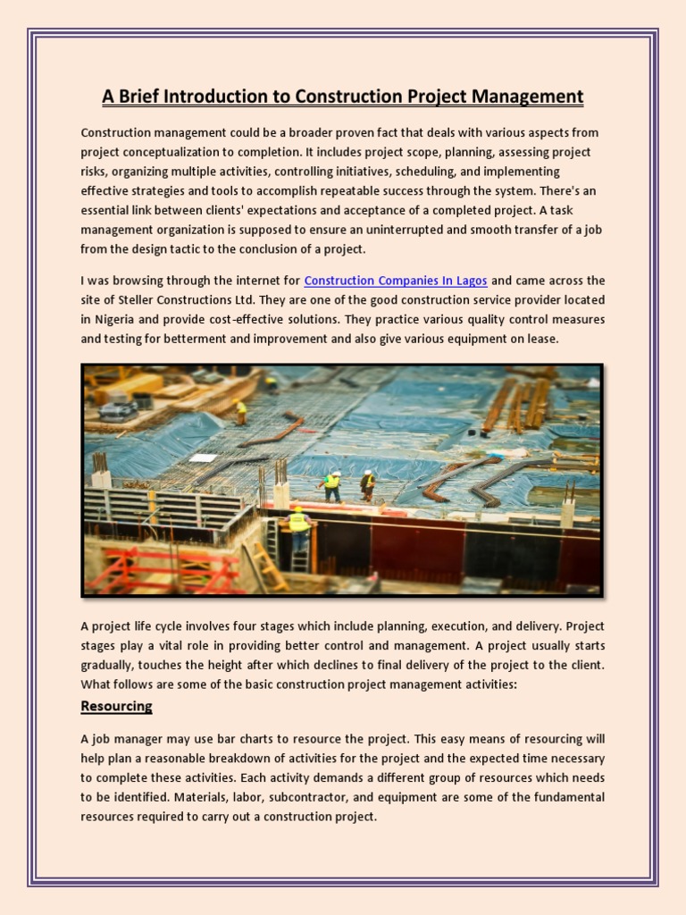 A Brief Introduction To Construction Project Management | PDF | Project ...