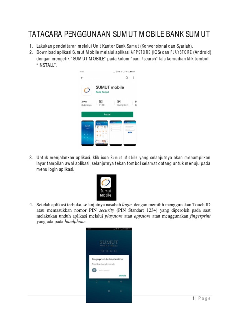 Tatacara Penggunaan Sumut Mobile Bank Sumut | PDF