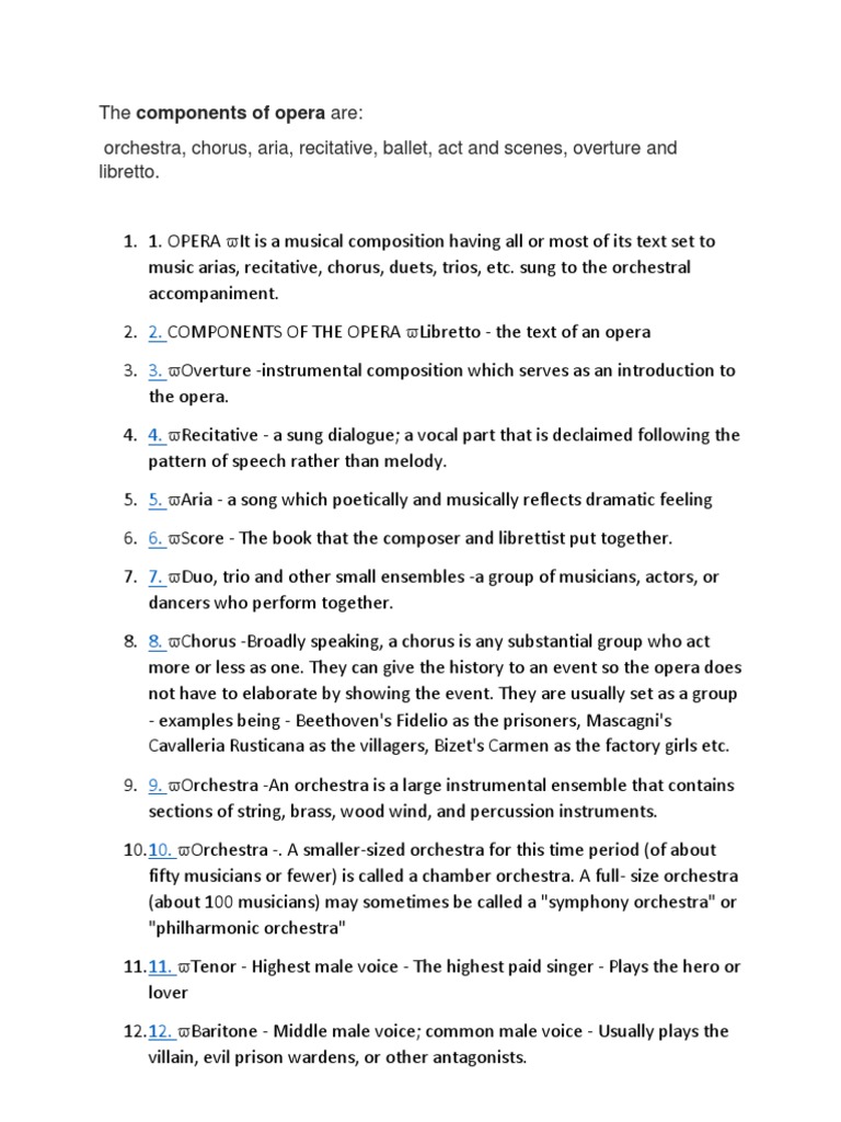 Components of Opera | PDF | Aria | Classical Music