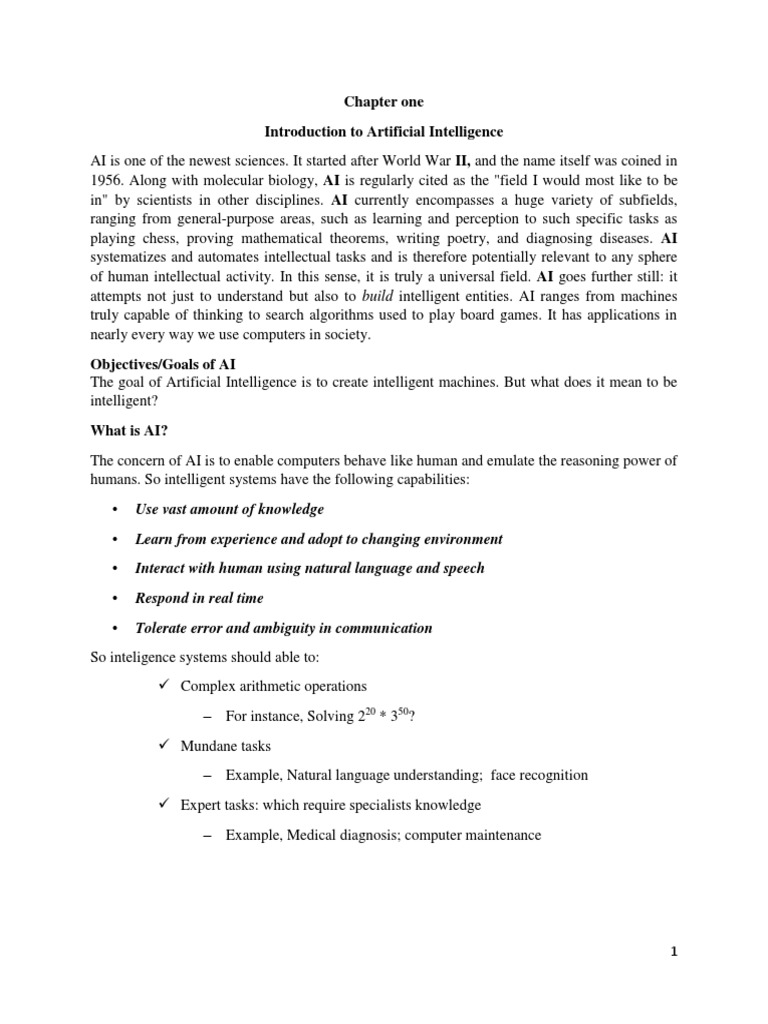 AI Chapter 1 | PDF | Artificial Intelligence | Intelligence (AI ...