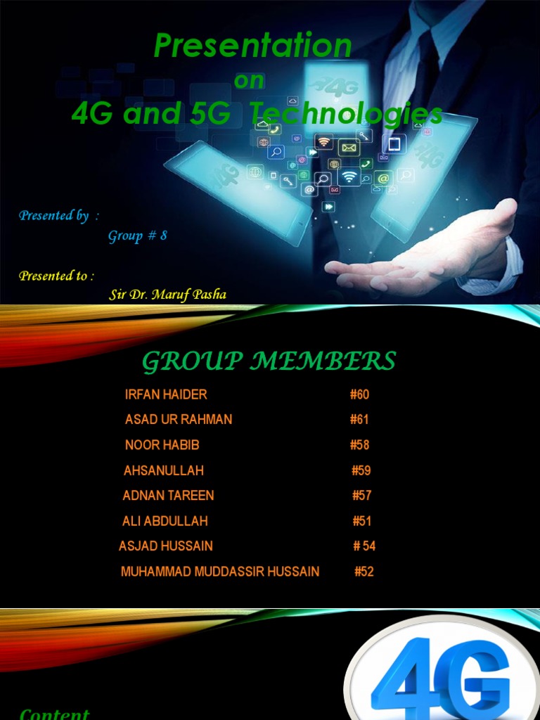 Presentation by Group 8th On 4G and 5G | PDF | 4 G | 3 G