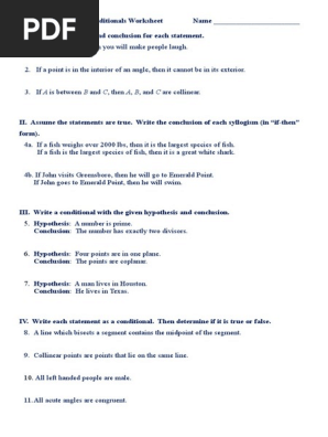 Worksheet 2 2 Conditional Statements Pap Answers