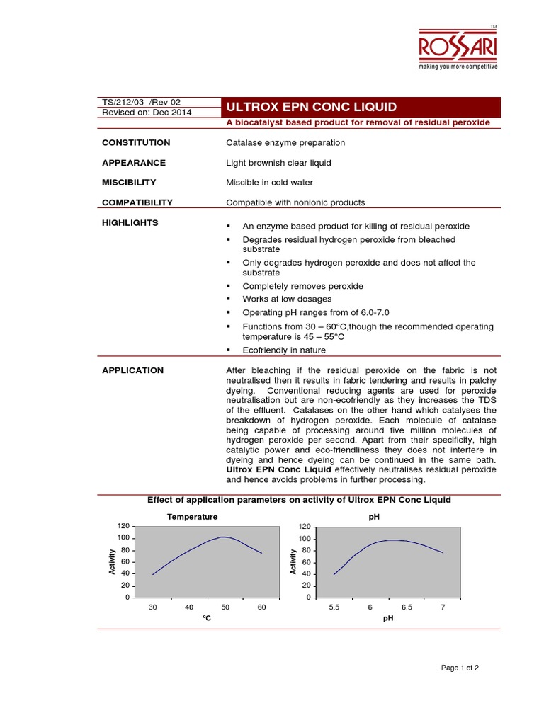 Ultrox EPN Conc Liquid Lit Revision 2 | PDF | Hydrogen Peroxide | Catalase