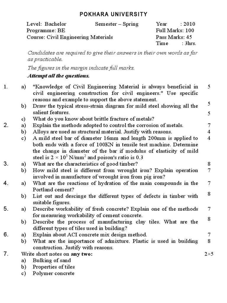 Civil Engineering Materials | PDF | Concrete | Chemical Substances