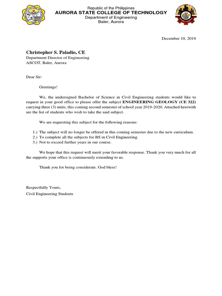 Engineering Geology Request Letter | PDF