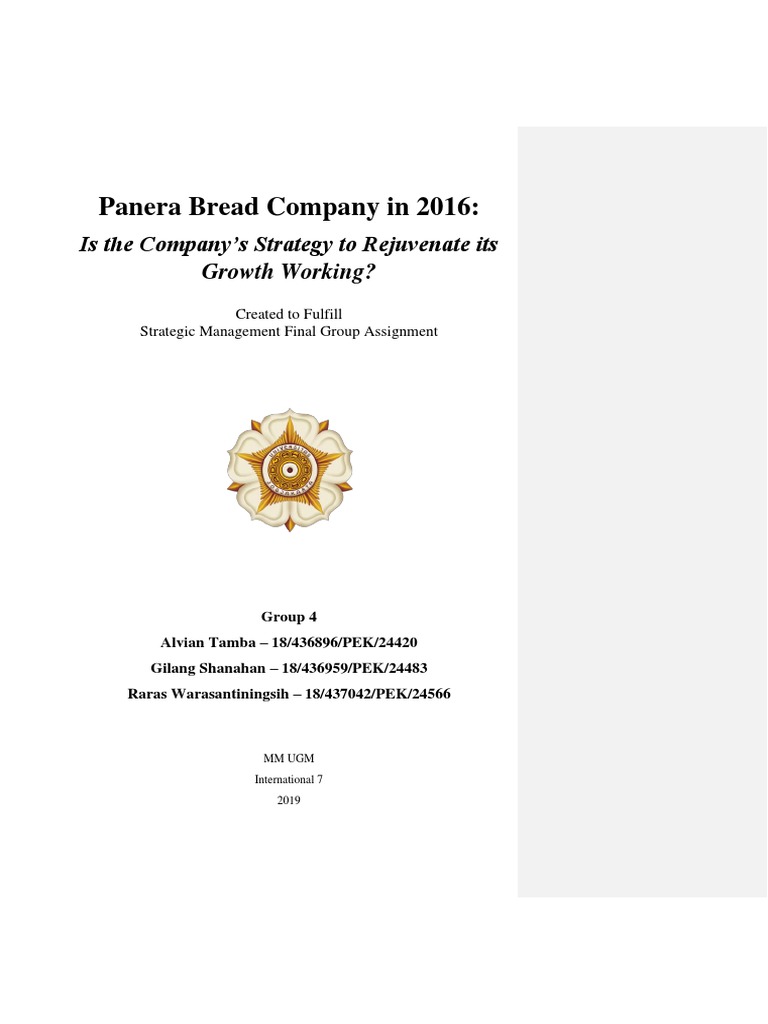 Group 4 - SM Final Paper - Panera Bread | PDF | Strategic Management ...