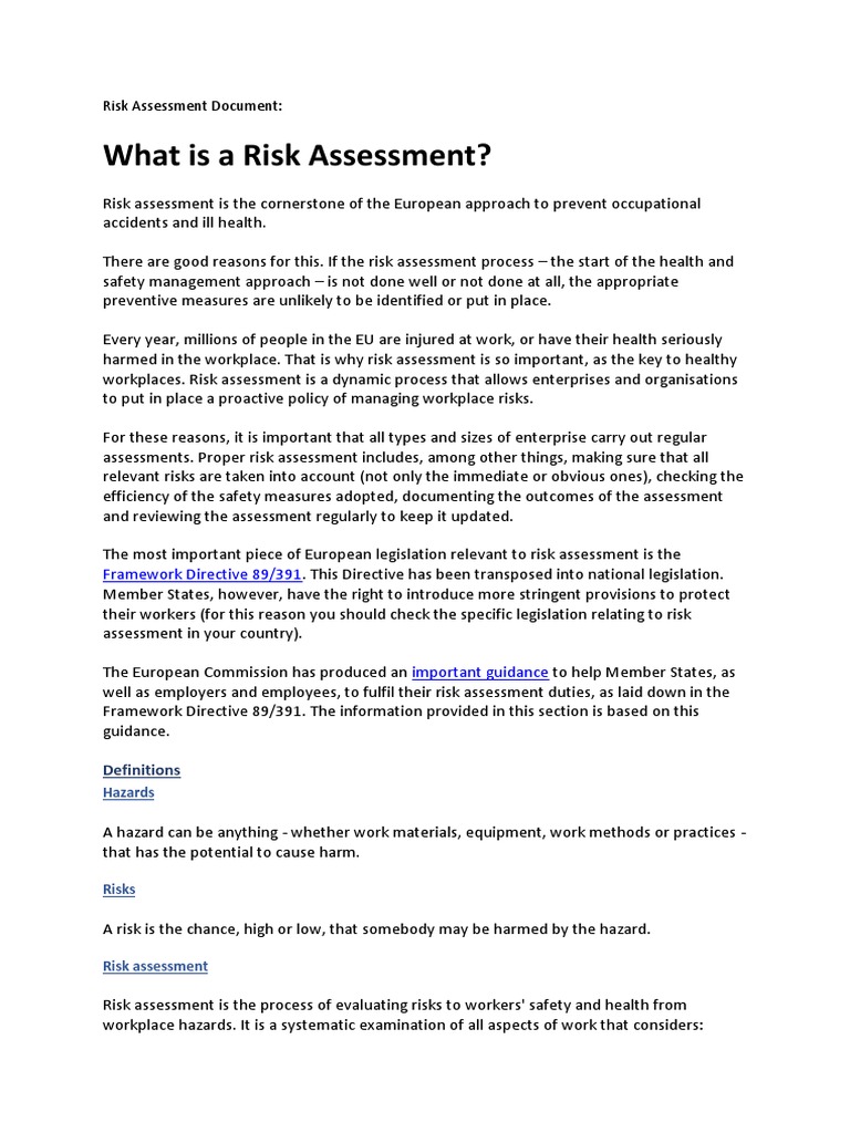 Risk Assessment Document | Download Free PDF | Risk Assessment ...
