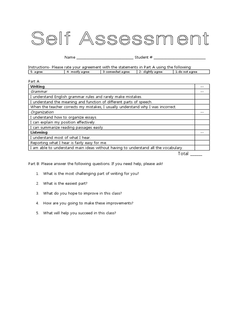 Self Assessment Writing | PDF
