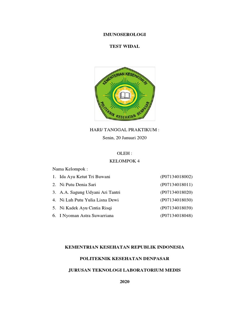 Pemeriksaan Widal - klp4 - 4A | PDF | Kesehatan Holistik