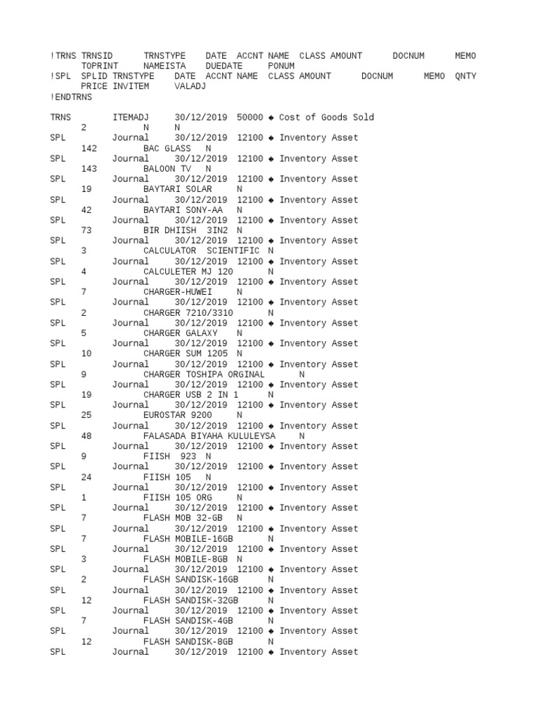 Inventory Adjustment Template Iif | PDF | Production And Manufacturing | Logistics