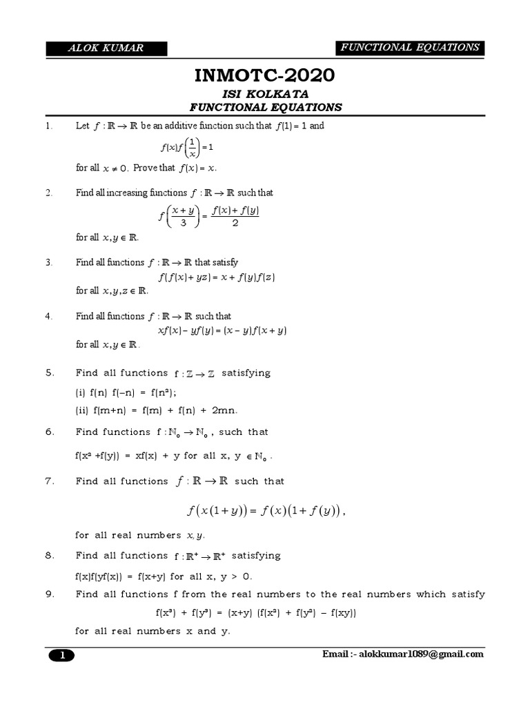 02 Functional Equations Pdf Mathematical Analysis Mathematical Objects