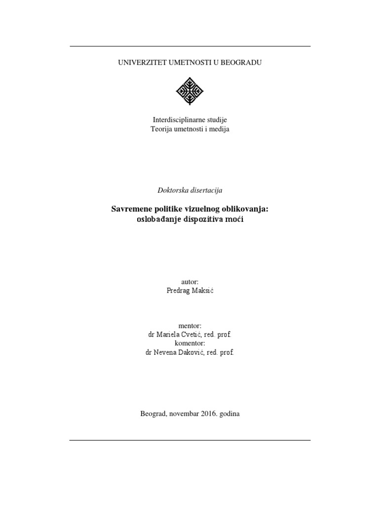 Predrag Maksic - Doktorska Disertacija PDF | PDF