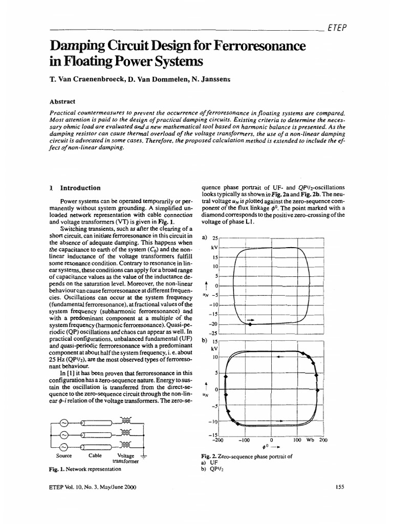 Damping Circuit Design For Ferroresonance in Floating Power Systems ...