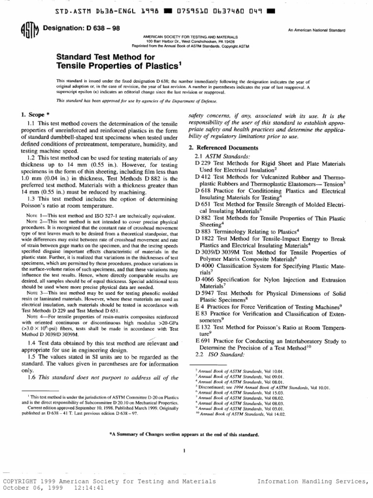 Astm D638 | PDF | Politics | Law