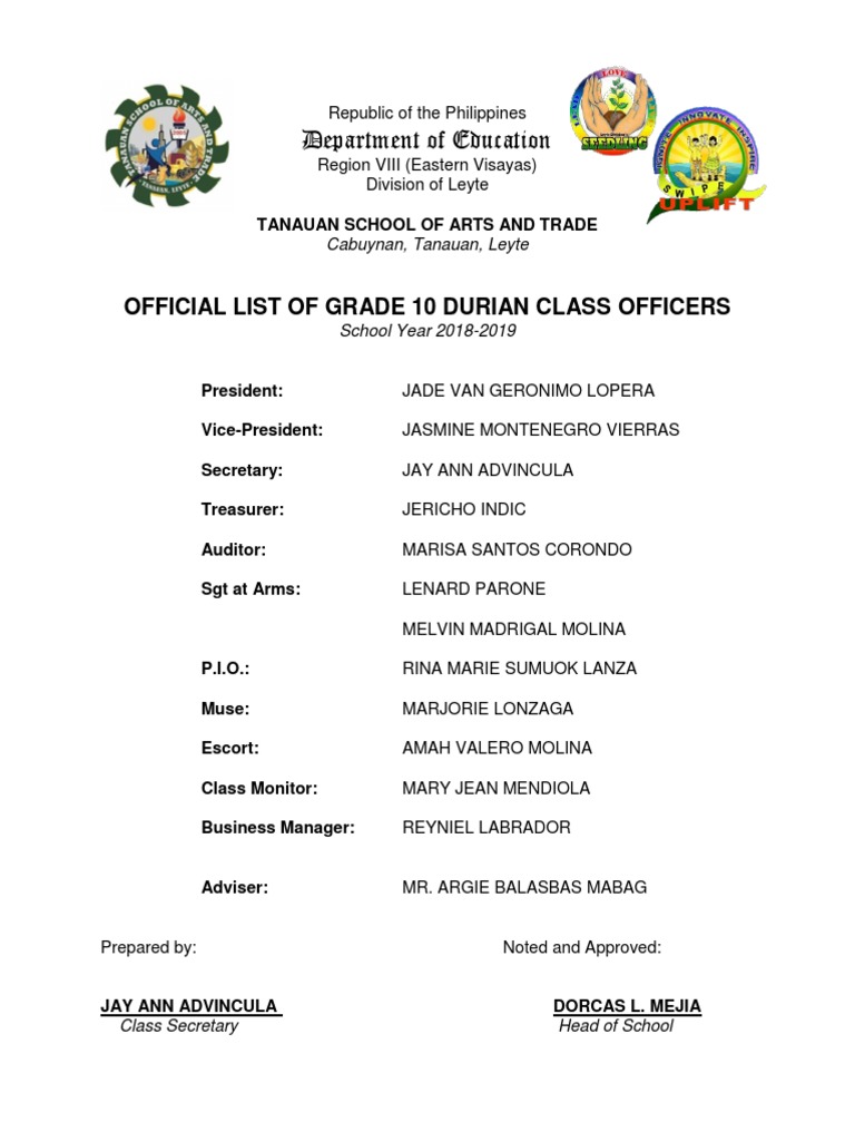 Class Officers Images