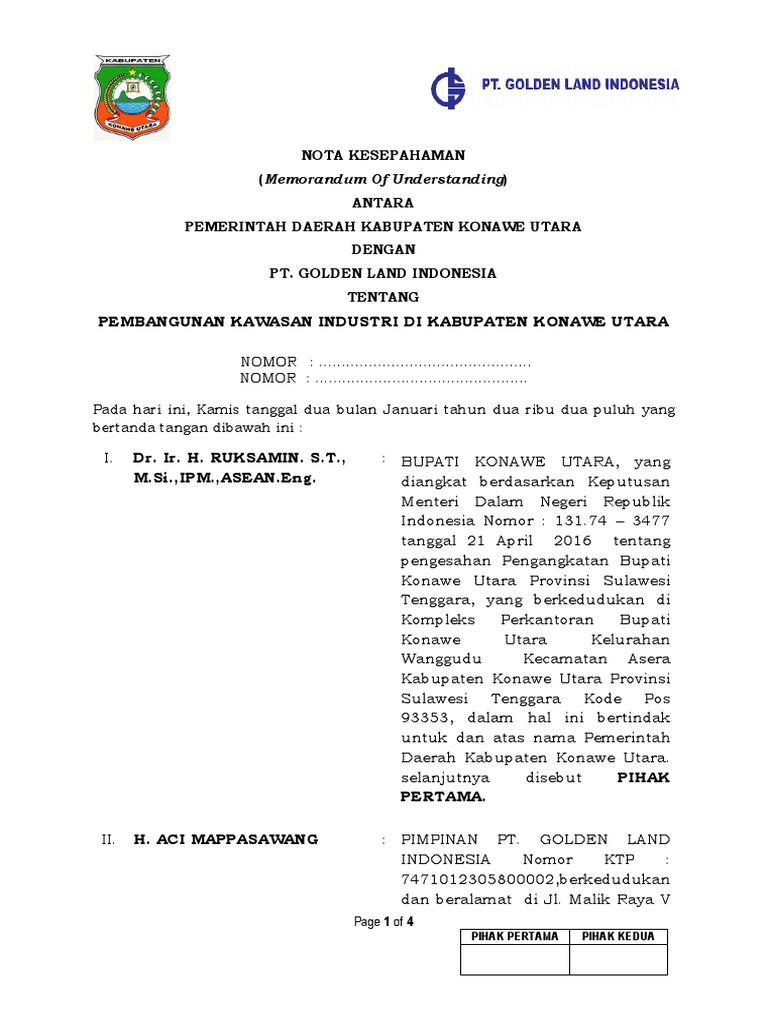 Mou Nota Kesepahaman Pdf