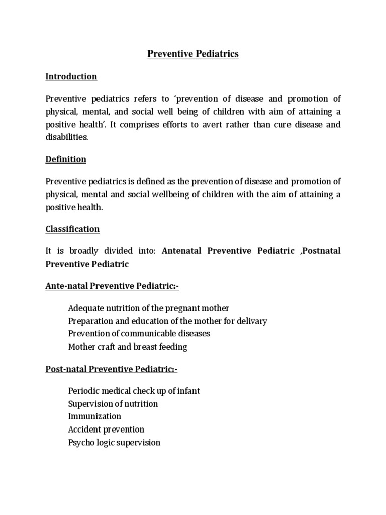 Preventive 1 | PDF | Health Care | Pediatrics