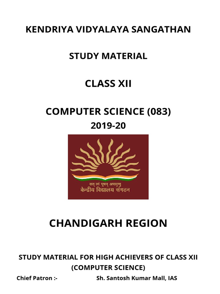 Study Material CS XII For High Achievers PDF | PDF | Namespace | Parameter (Computer Programming)