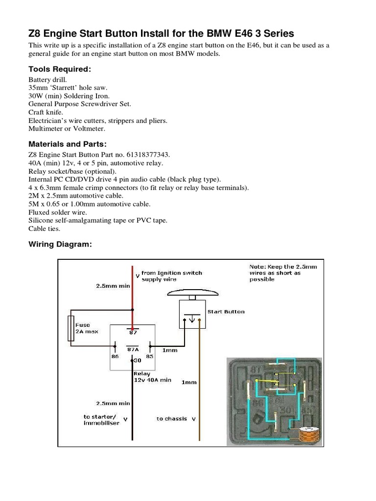 Diagrama de Fiação do Interruptor de Ignição BMW E46