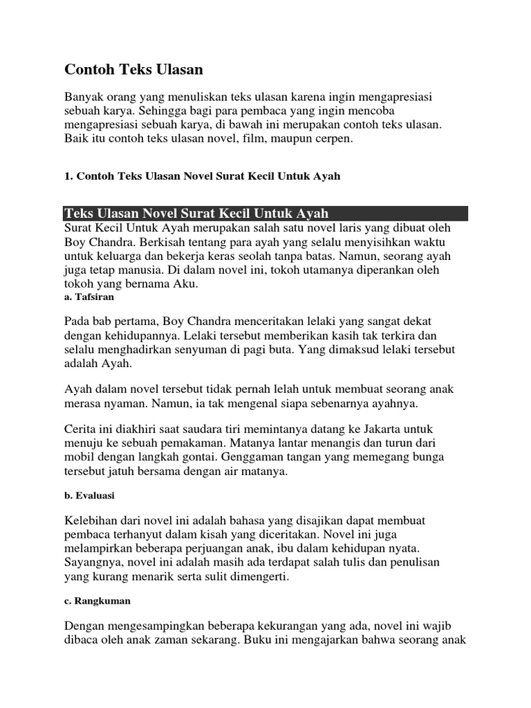 Contoh Teks Ulasan | PDF