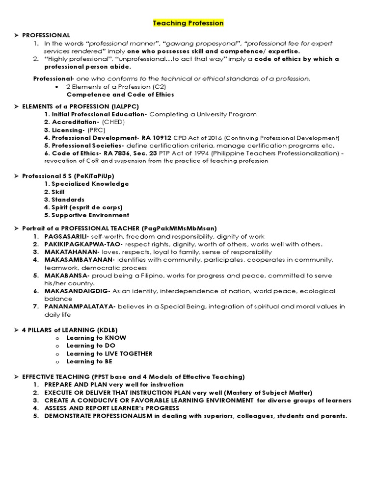 TEACHING PROFESSION Myreviewer | PDF | Learning | Teachers