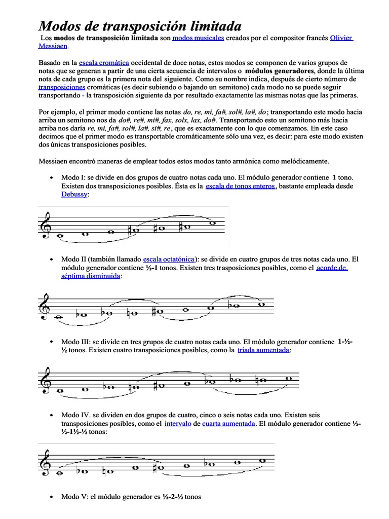 Modos de Transposicion Limitada - Messiaen | PDF | Modo (música ...