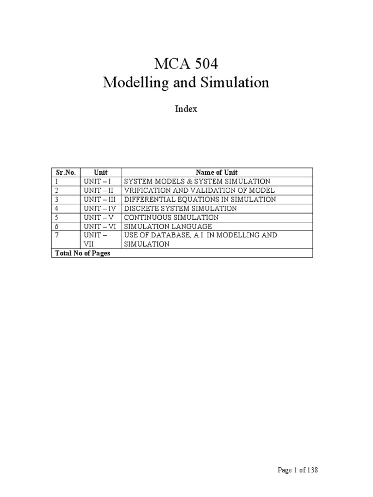 Mca 504 | PDF | Mathematical Model | Computer Simulation