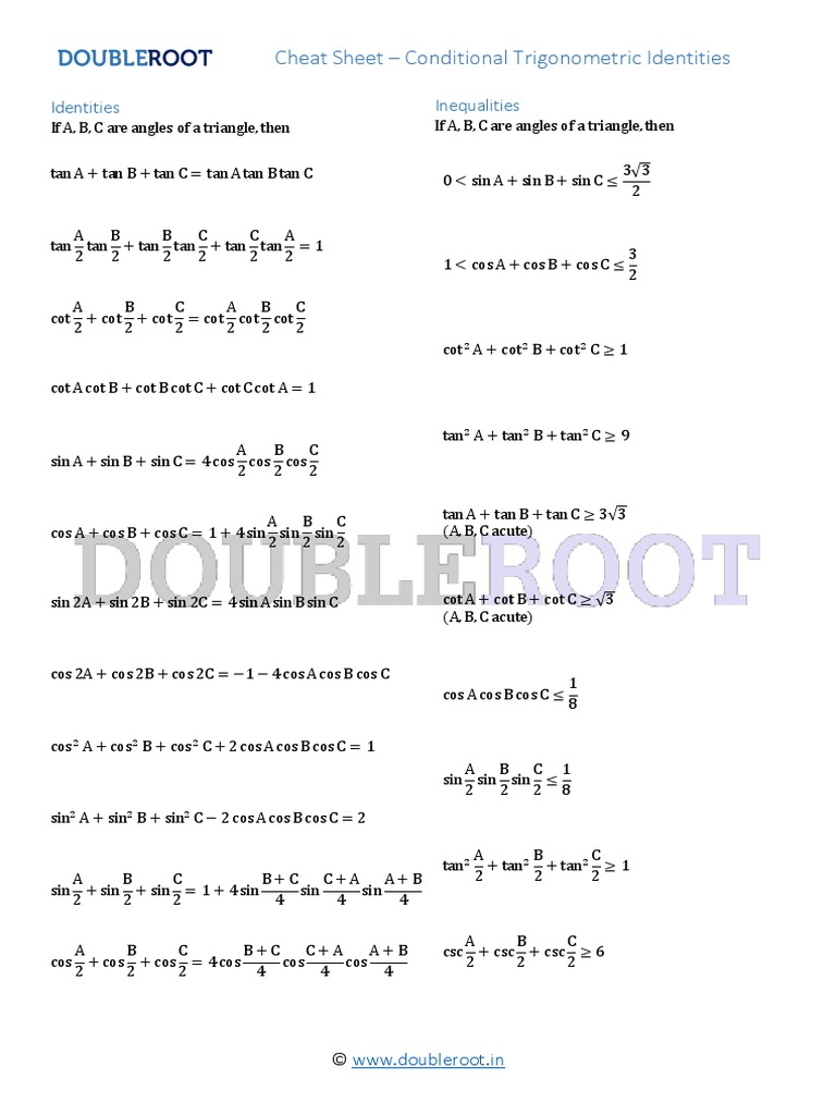Cheat Sheet CI | PDF | Trigonometric Functions | Sine