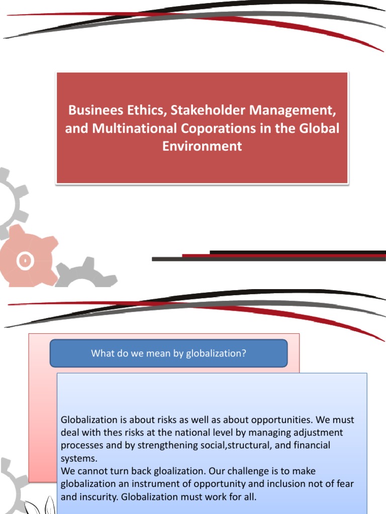 Business Ethics, Stakeholder Management | PDF | Multinational ...