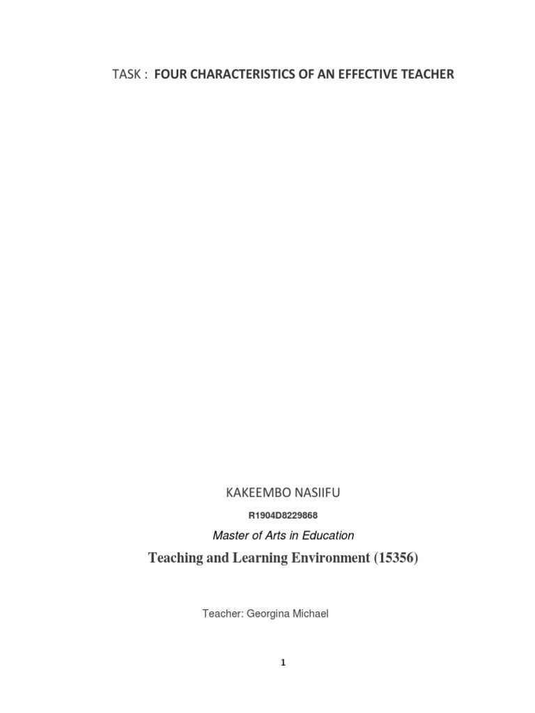Characteristics Of An Effective Teacher Pdf Pdf Teachers Lesson Plan
