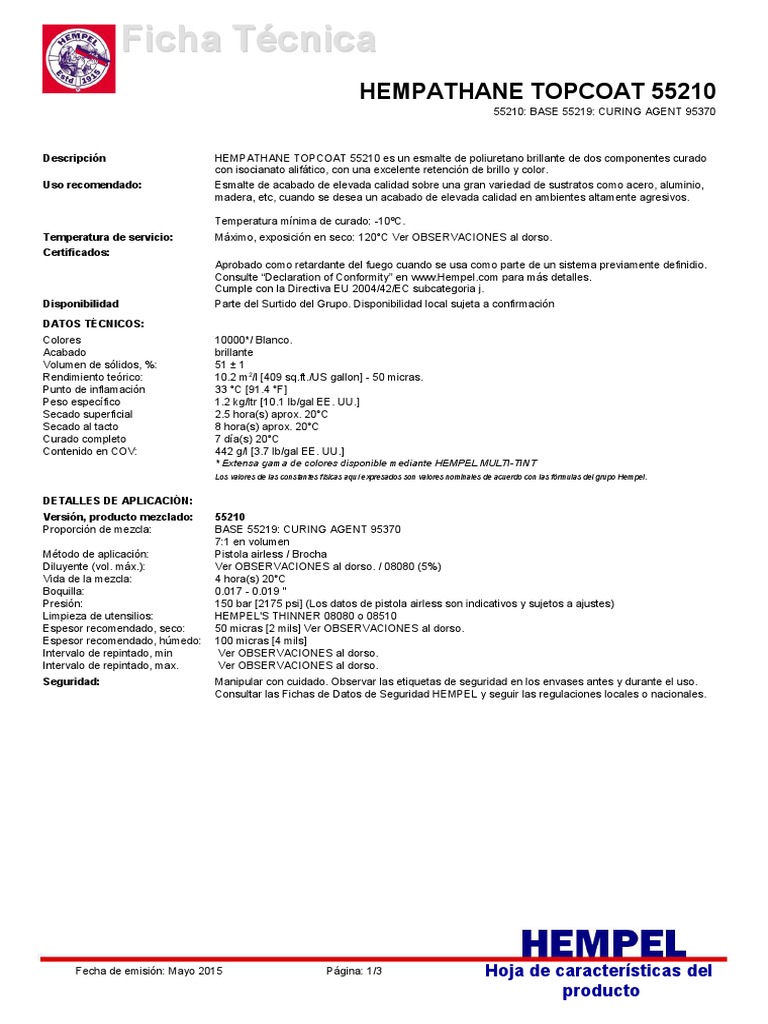 PDS HEMPATHANE TOPCOAT 55210 es-ES | PDF | Aluminio | Pintar
