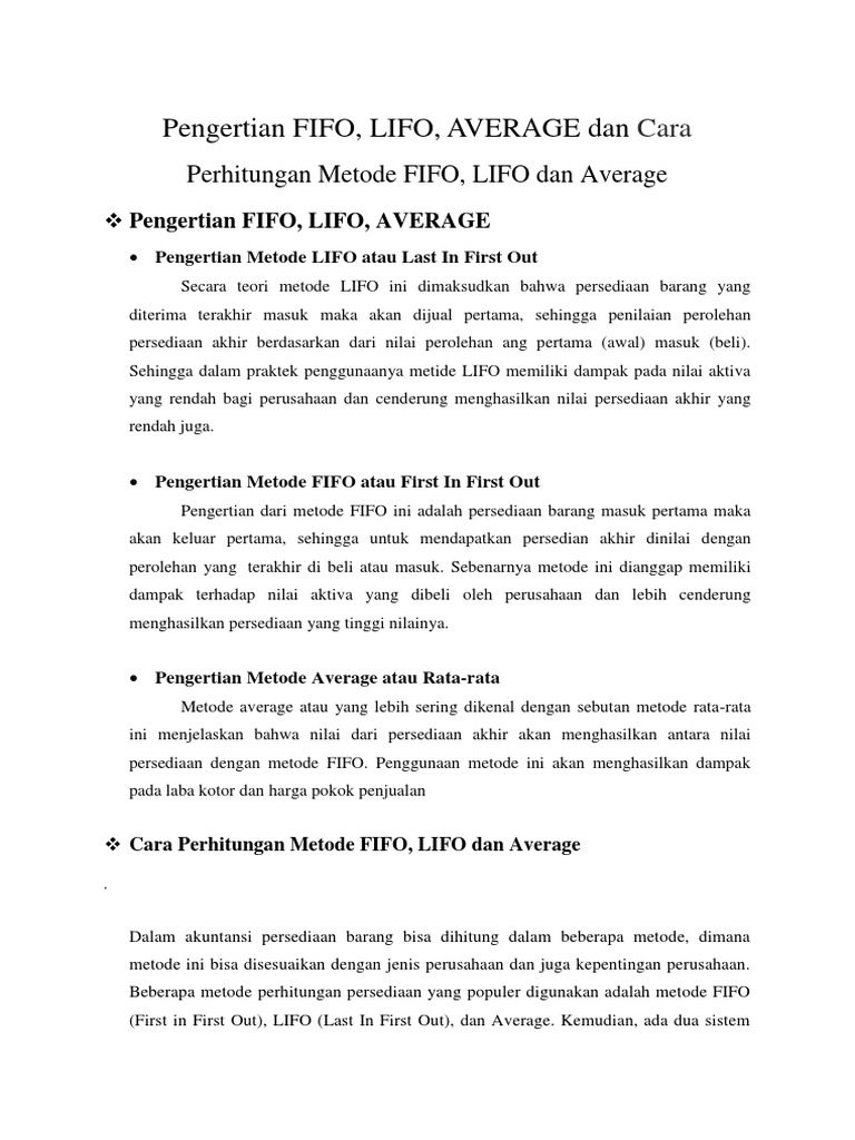 Perhitungan Fifo | PDF