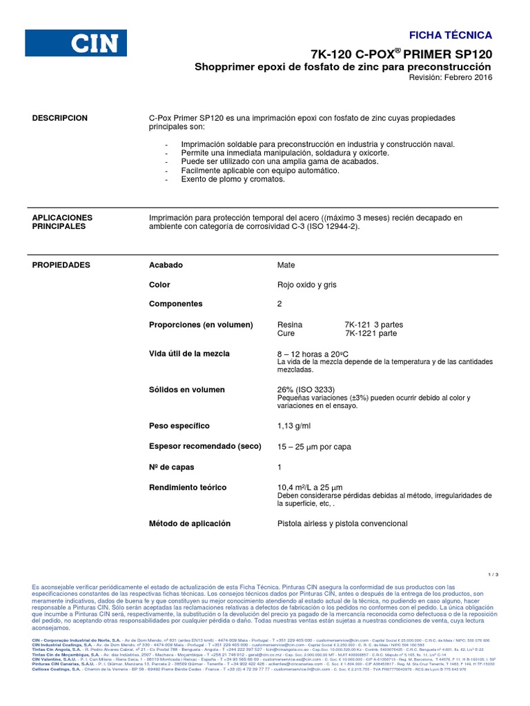 7k120-Ant-Cin-Bt-Es-C Pox Primer SP120 | PDF | Epoxy | Materiales