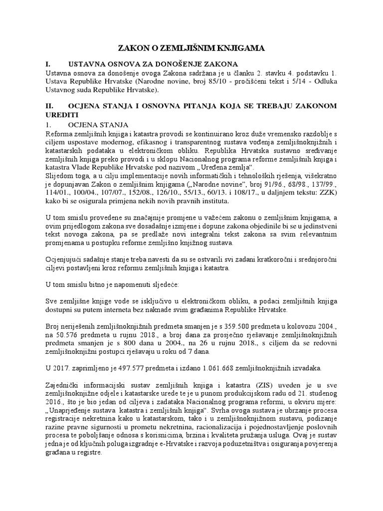 Zakon o Zemljišnim Knjigama FBIH | PDF