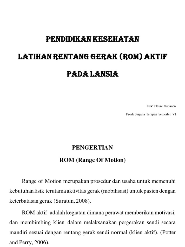 BOOKlet ROM Aktif | PDF | Pengembangan Diri | Kesehatan Holistik