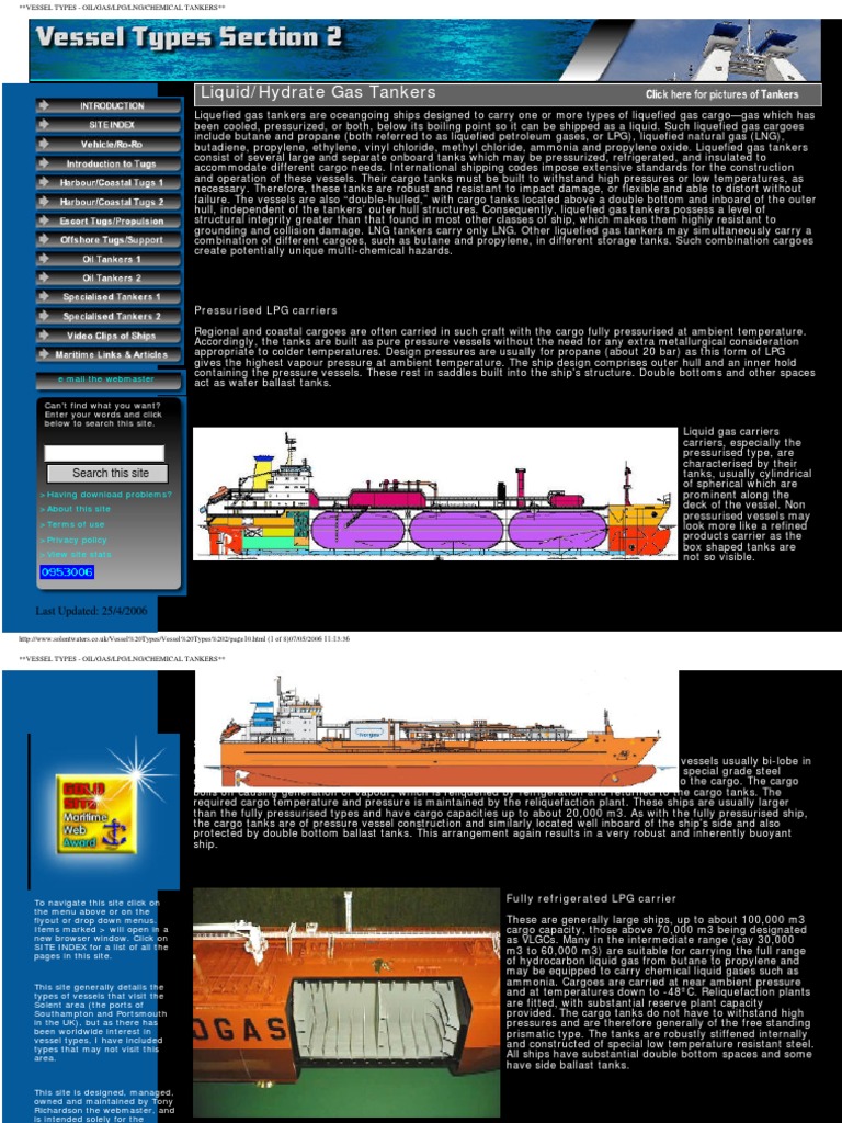 Vessel Types - Oil Gas LPG LNG Chemical Tankers | PDF | Liquefied ...