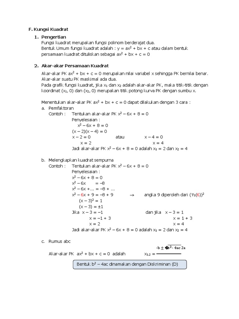 Fungsi Kuadrat | PDF | Metode & Bahan Ajar