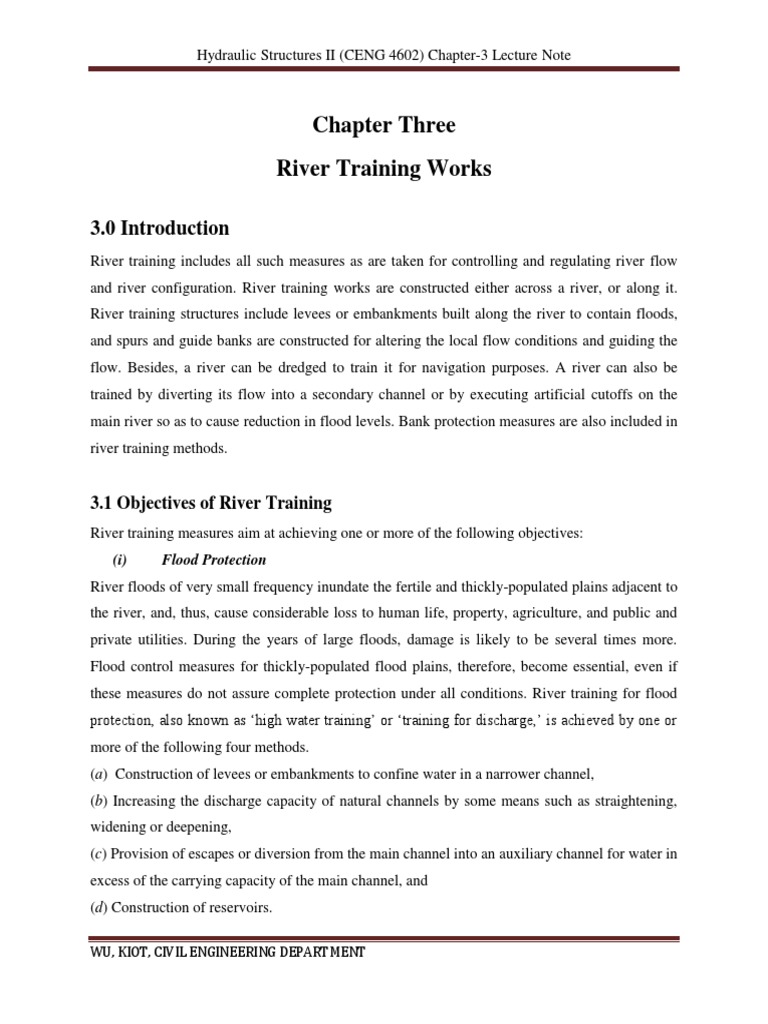 CIVIL ENGINEERING CHAPTER ON RIVER TRAINING WORKS | PDF | Dredging | Flood