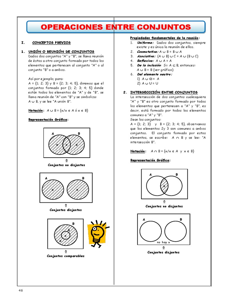Operaciones Entre Conjuntos para Tercero de Secundaria | PDF | Conjunto ...
