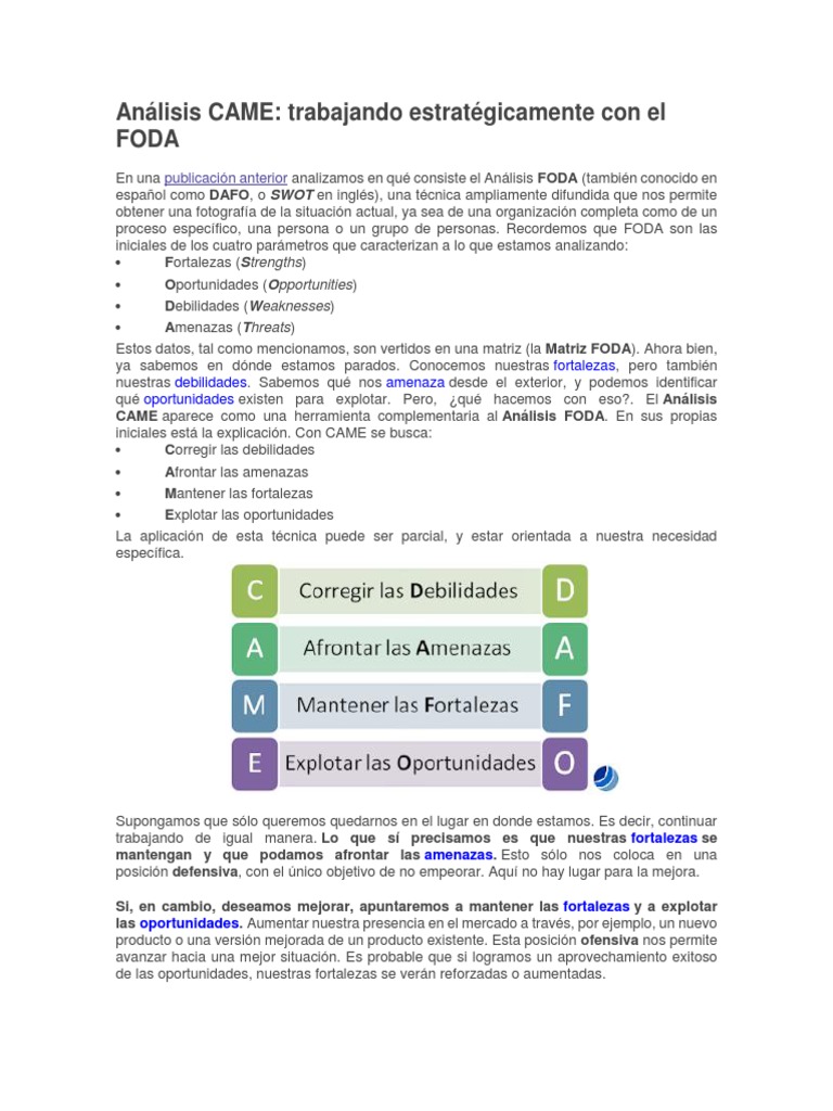 Análisis CAME | PDF | Análisis FODA | Cognición